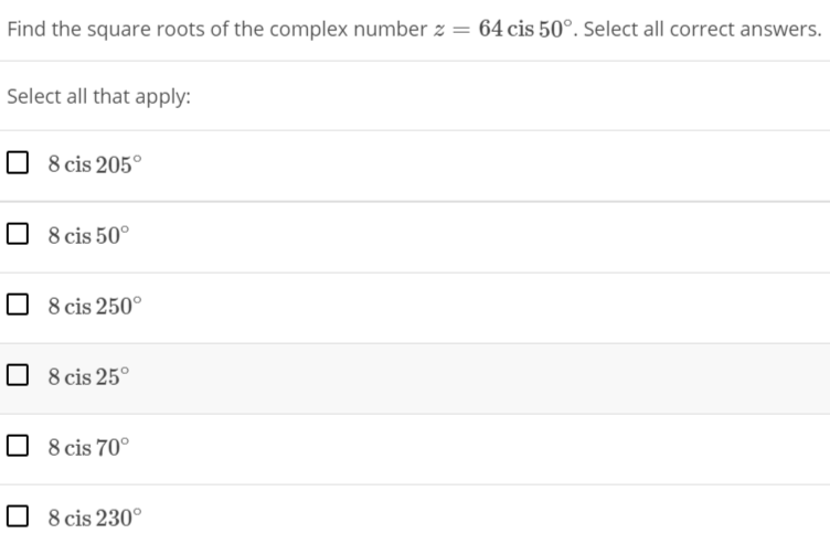 Solved Find the square roots of the complex number z = 64 | Chegg.com