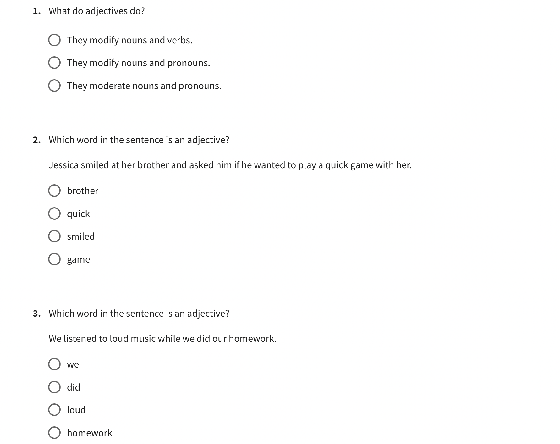 1. What do adjectives do? They modify nouns and | Chegg.com