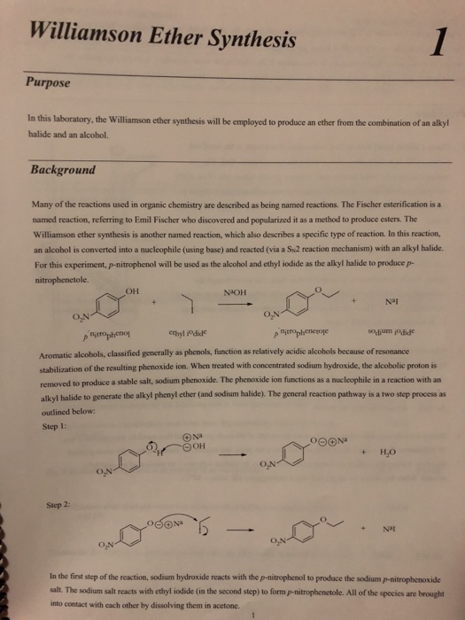 Solved Pre-Laboratory Quiz for Experiment 1 Williamson Ether | Chegg.com