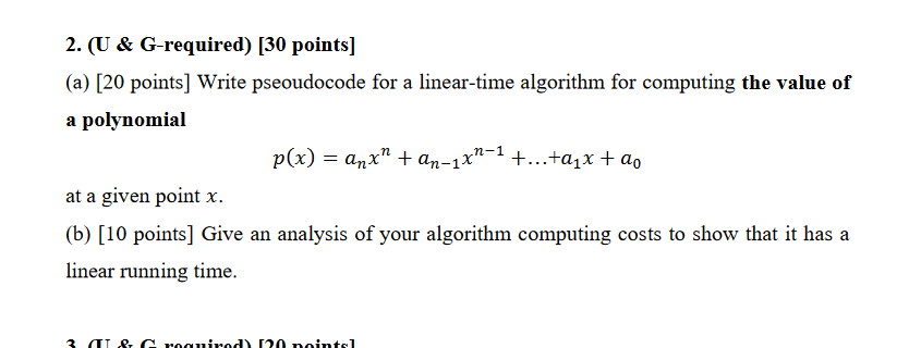 Solved 2 U And G Required 30 Points A 20 Points 
