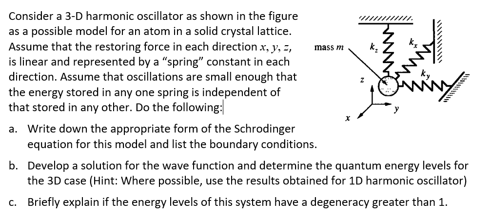 Solved Consider a 3-D harmonic oscillator as shown in the | Chegg.com