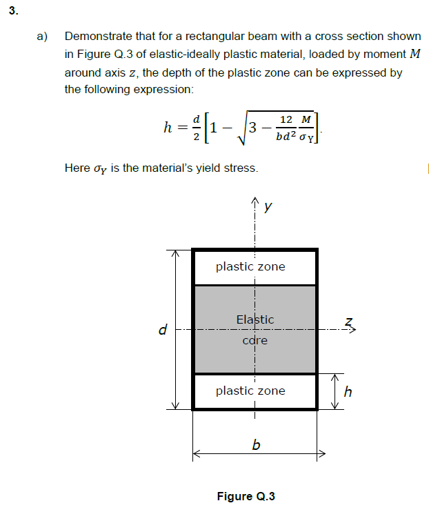 Solved 3. 3 a) Demonstrate that for a rectangular beam with | Chegg.com