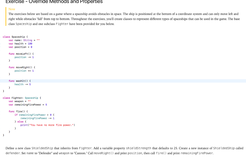 Exercise- Override Methods and Properties Note The | Chegg.com