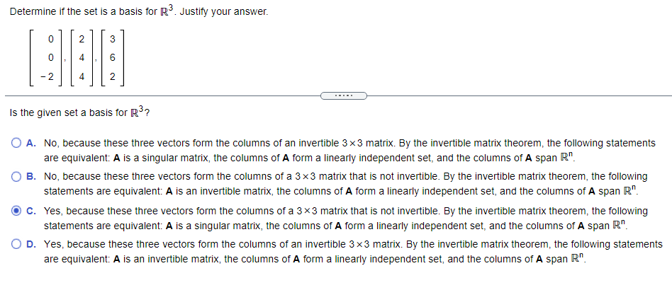 Solved Determine if the set is a basis for R3. Justify your | Chegg.com
