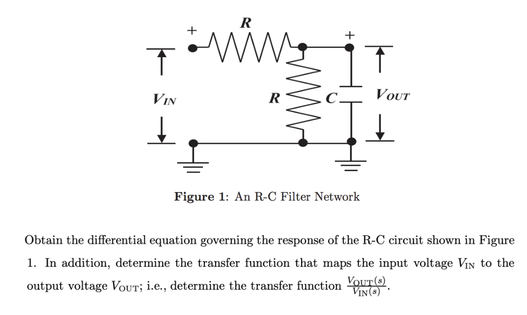 Solved VoUT VIN Figure 1: An R-C Filter Network Obtain the | Chegg.com