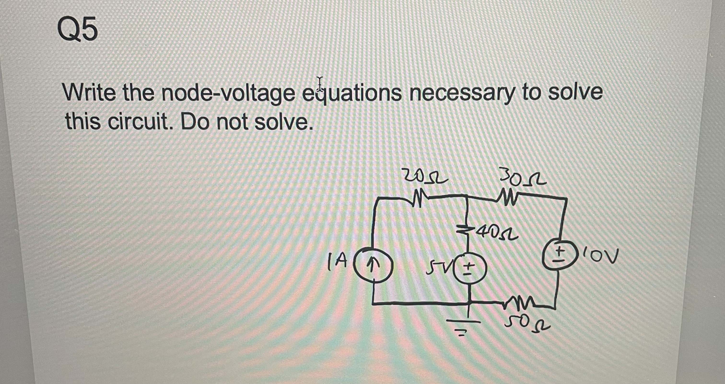 Solved Write The Node Voltage Equations Necessary To Solve 5170
