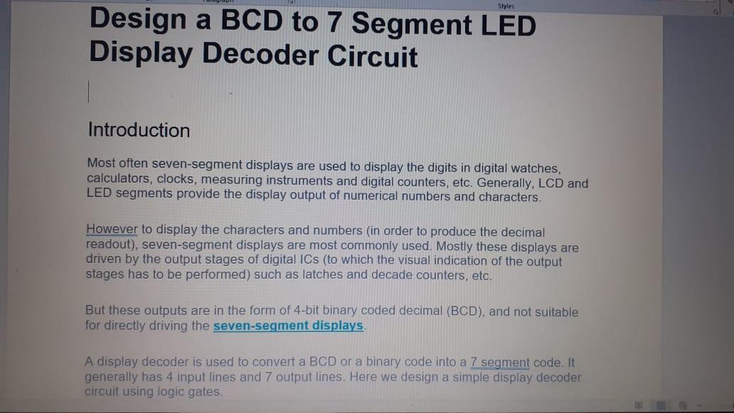 Solved Styles Design a BCD to 7 Segment LED Display Decoder | Chegg.com