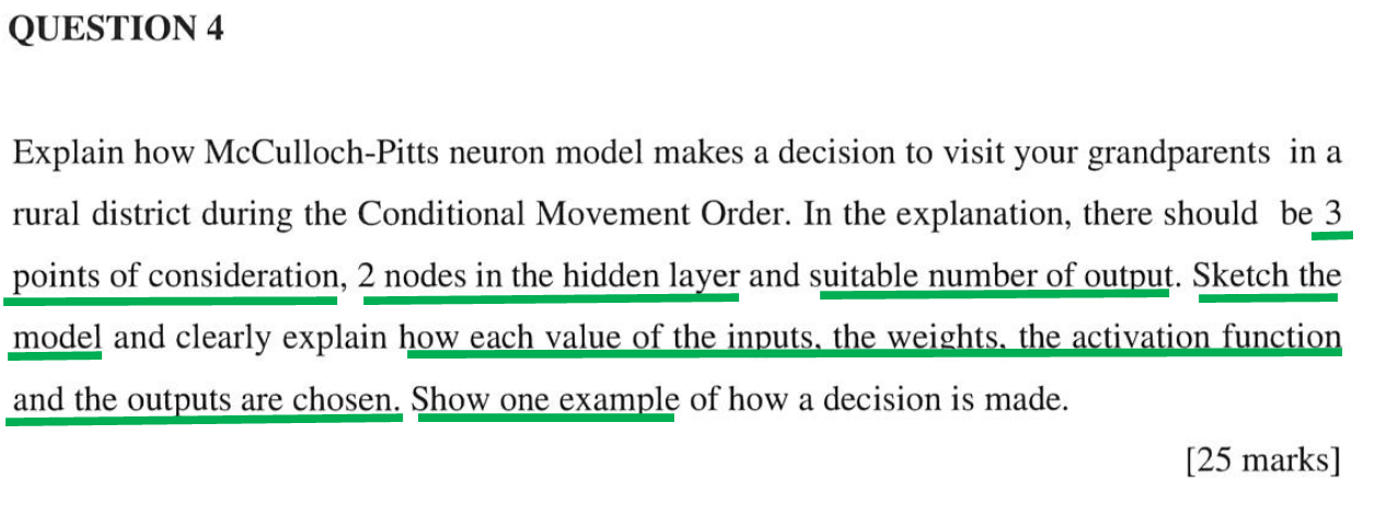 Solved QUESTION 4 a Explain how McCulloch-Pitts neuron model | Chegg.com