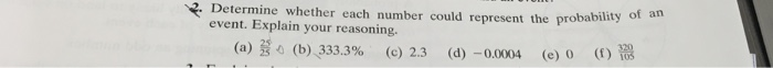 Solved 2 Determine whether each number could represent the | Chegg.com