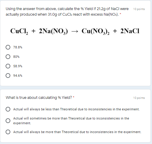Solved 10 points Calculate the theoretical yield of NaCl if | Chegg.com