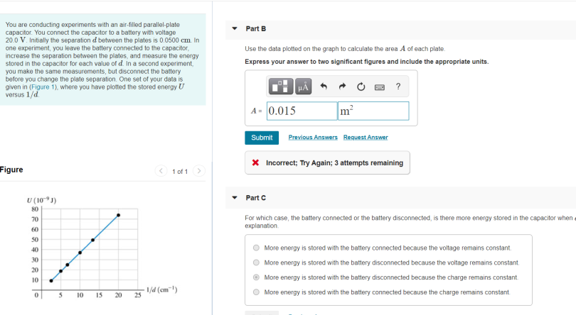 Solved Part B You are conducting experiments with an | Chegg.com