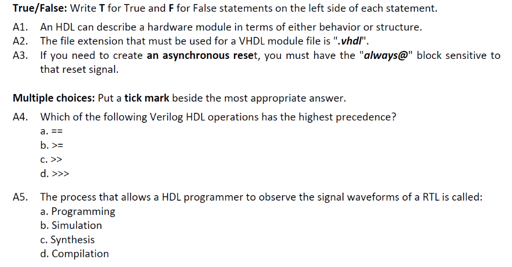 Solved Truefalse Write T For True And F For False