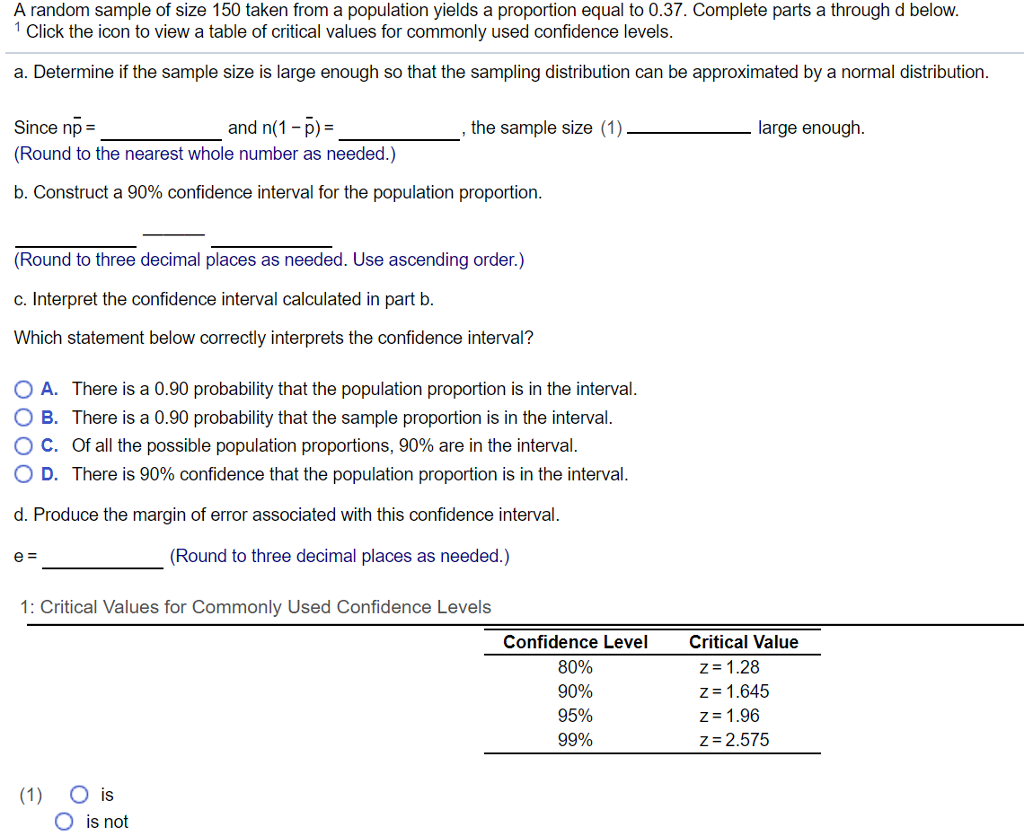 Solved A random sample of size 150 taken from a population | Chegg.com