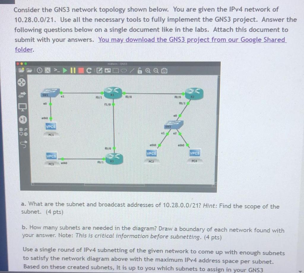 Consider the GNS3 network topology shown below. You | Chegg.com