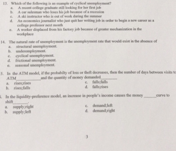 Solved 13. Which of the following is an example of cyclical | Chegg.com