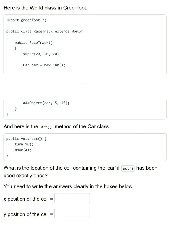 Solved Here is the World class in Greenfoot. import | Chegg.com