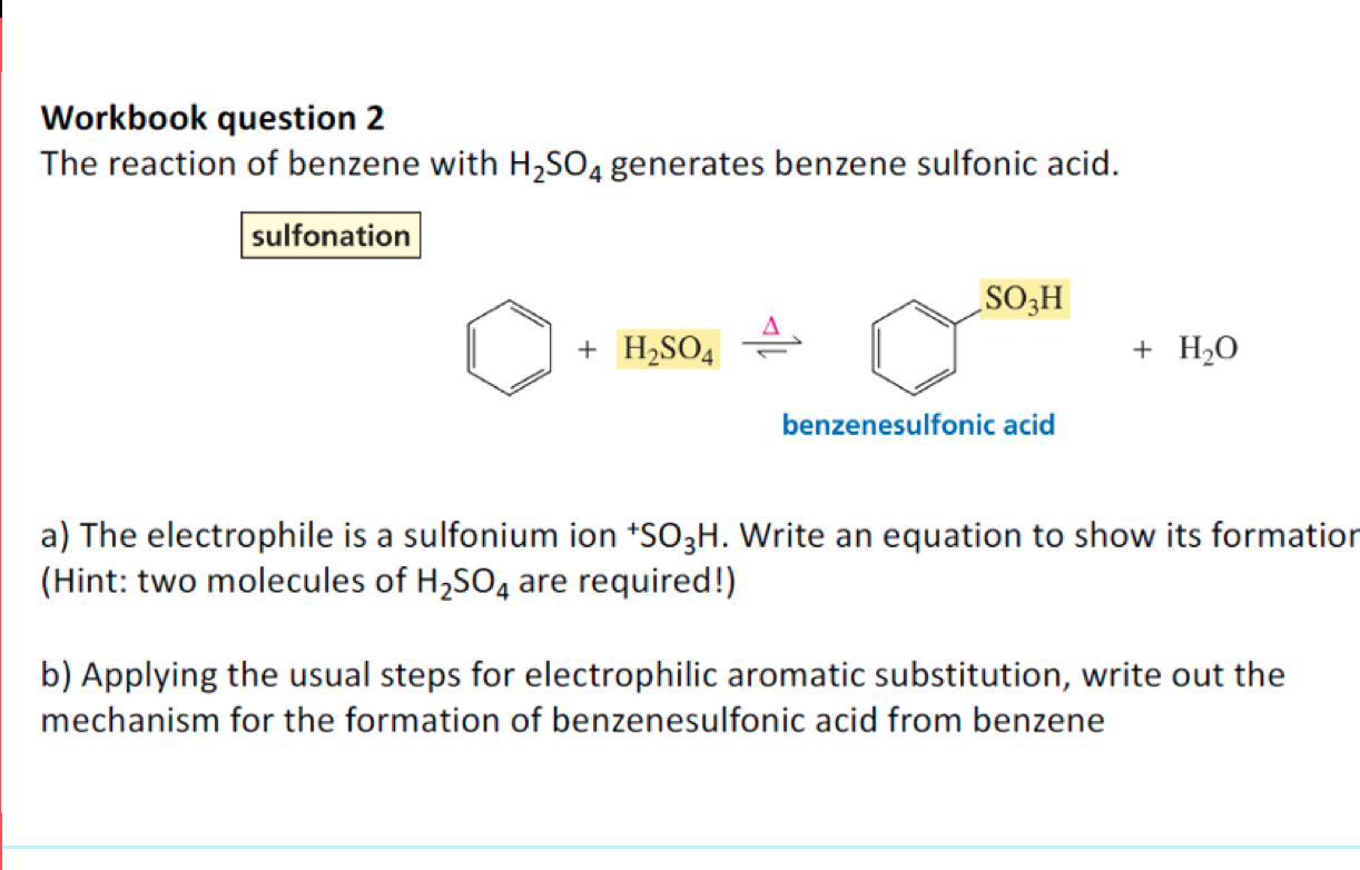 Solved Workbook question 2 The reaction of benzene with | Chegg.com