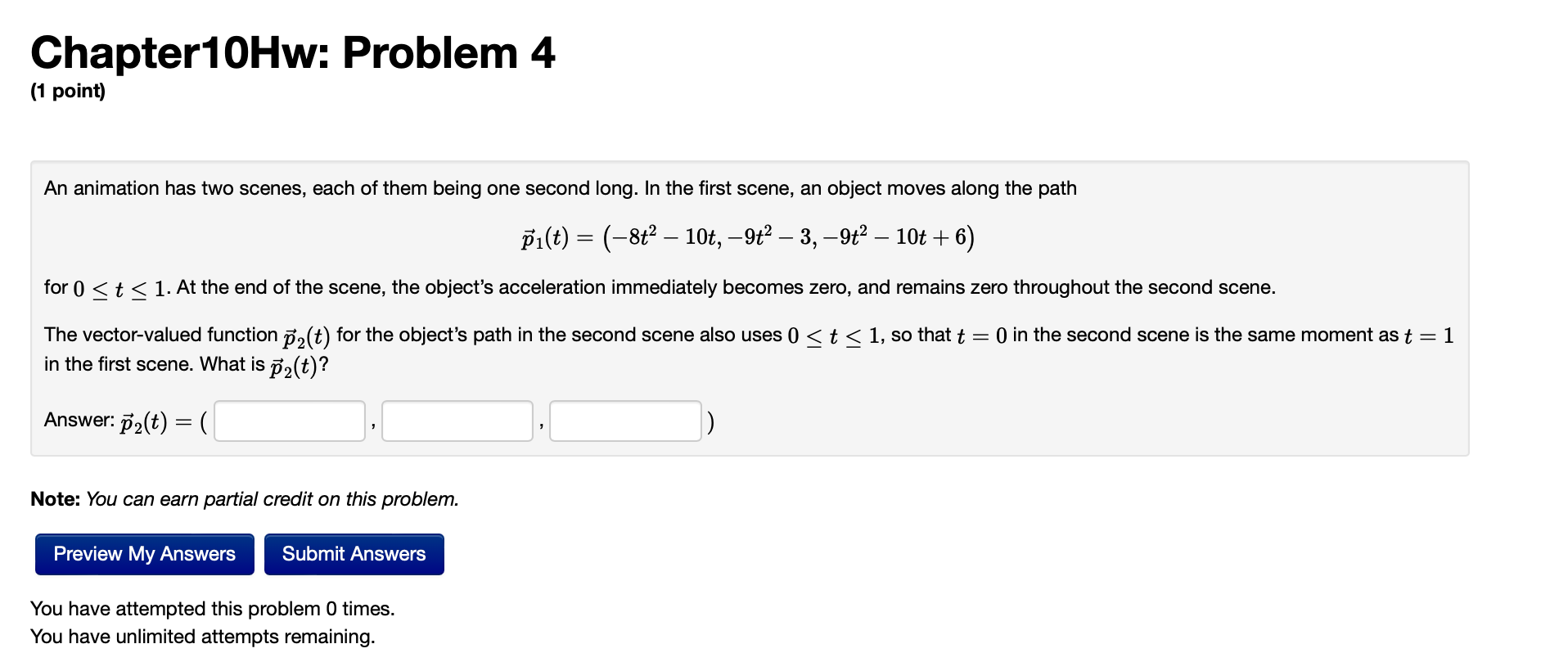 Solved Chapter10Hw: Problem 4 (1 point) An animation has two | Chegg.com