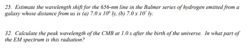 Solved 25. Estimate the wavelength shift for the 656-nm line | Chegg.com