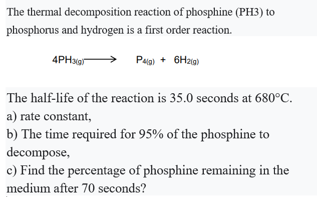 Solved The thermal decomposition reaction of phosphine (PH3) | Chegg.com