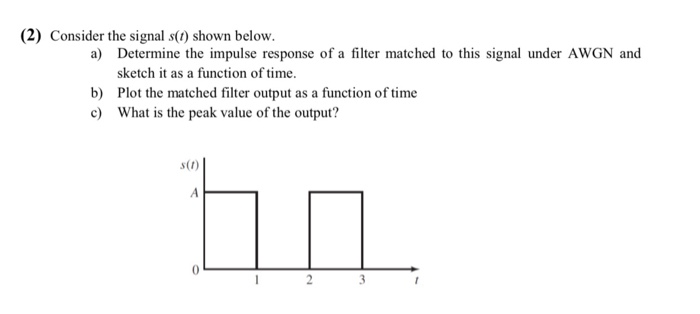 Solved (2) Consider the signal s(t) shown below. a) | Chegg.com