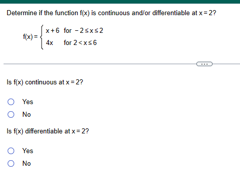 Solved Determine if the function f(x) is continuous and/or | Chegg.com