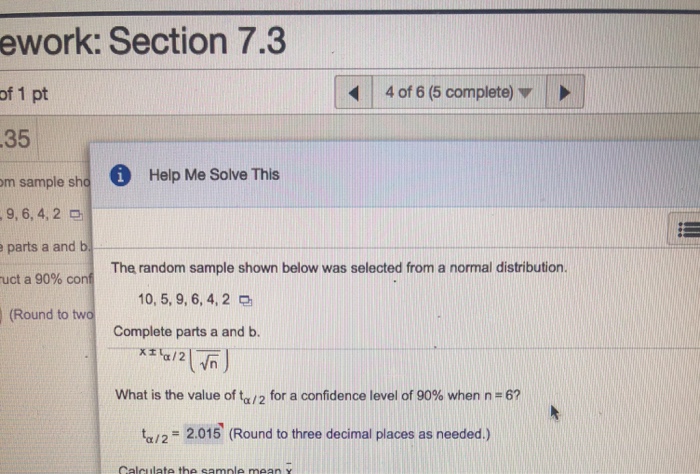 Solved ework: Section 7.3 40f 6 (5 complete) ? of 1 pt 35 m | Chegg.com