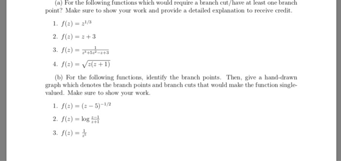 Solved (a) For the following functions which would require a | Chegg.com