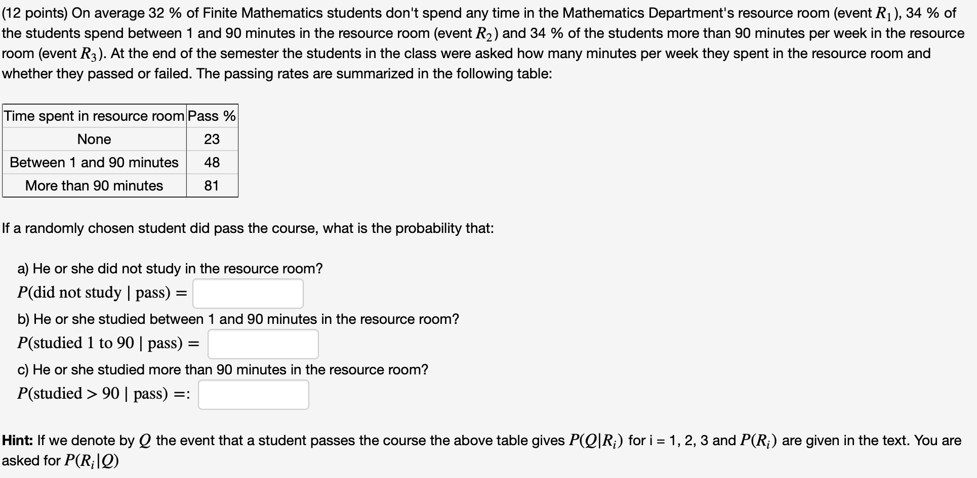 Solved (12 points) On average 32% of Finite Mathematics | Chegg.com