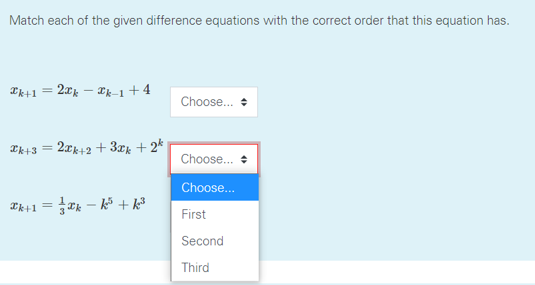 Solved Match each of the given difference equations with the | Chegg.com