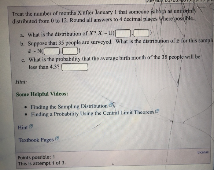 Solved Treat the number of months X after January 1 that | Chegg.com