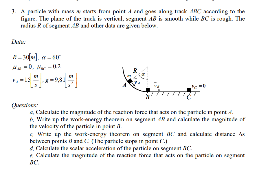 Solved 3. A particle with mass m starts from point A and | Chegg.com