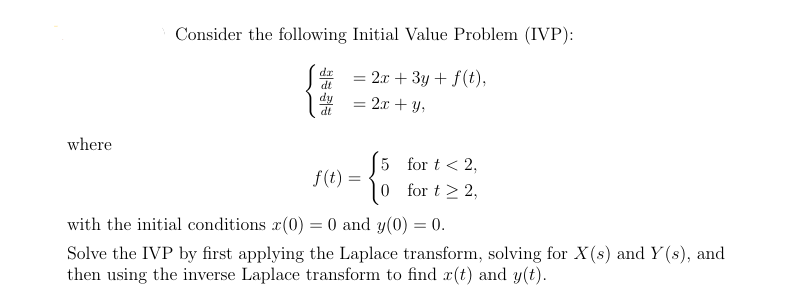 Solved Consider the following Initial Value Problem | Chegg.com