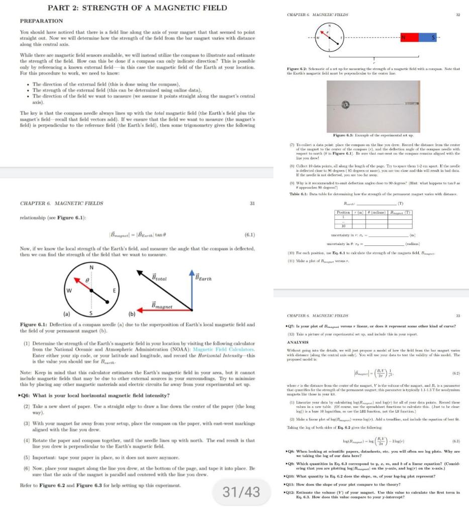 PART 2: STRENGTH OF A MAGNETIC FIELD CHAPTER MAGNETIC | Chegg.com