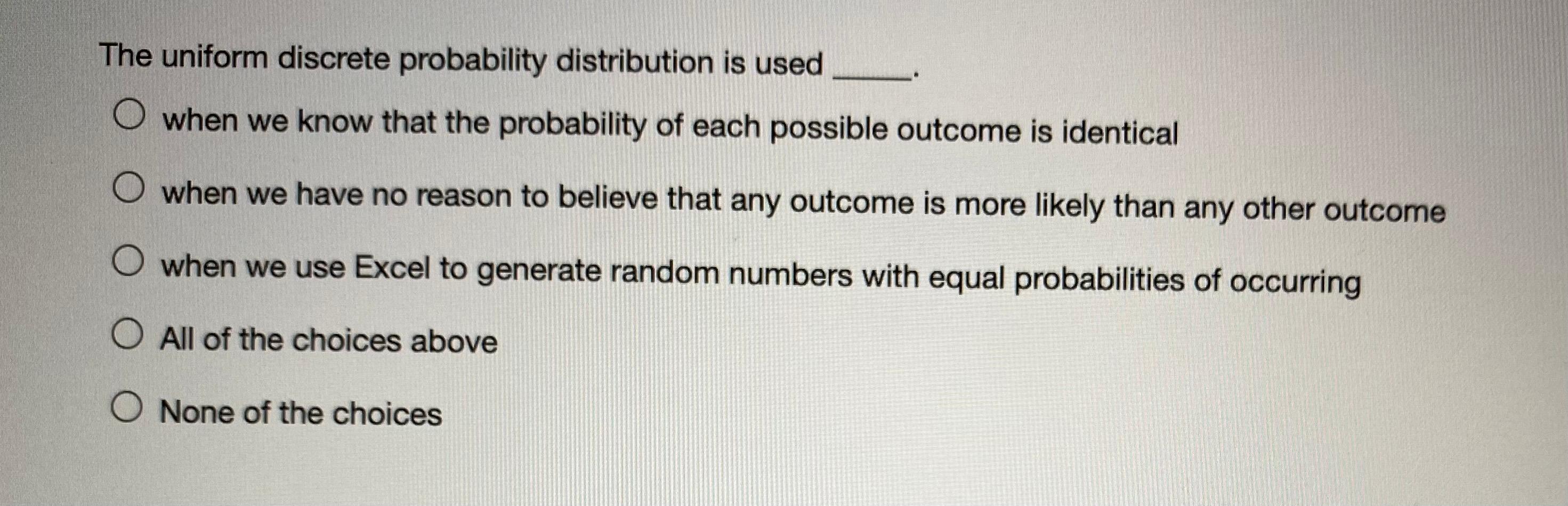 Solved The uniform discrete probability distribution is used | Chegg.com