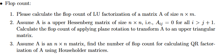 » Flop count: 1. Please calculate the flop count of | Chegg.com