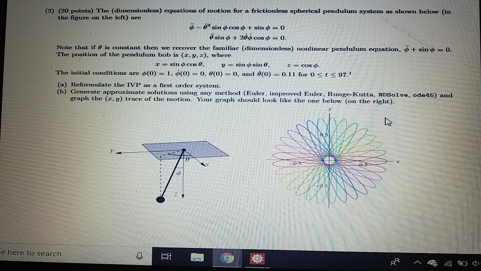 (2) (20 points) The (dimensionless) equations of | Chegg.com
