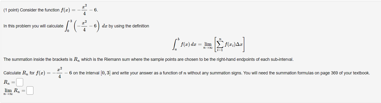 Solved (1 point) Consider the function f(x)=−4x2−6. In this | Chegg.com
