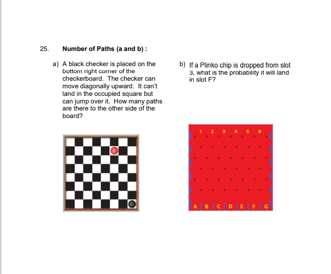 Solved 25. Number of Paths (a and b): a) A black checker is | Chegg.com