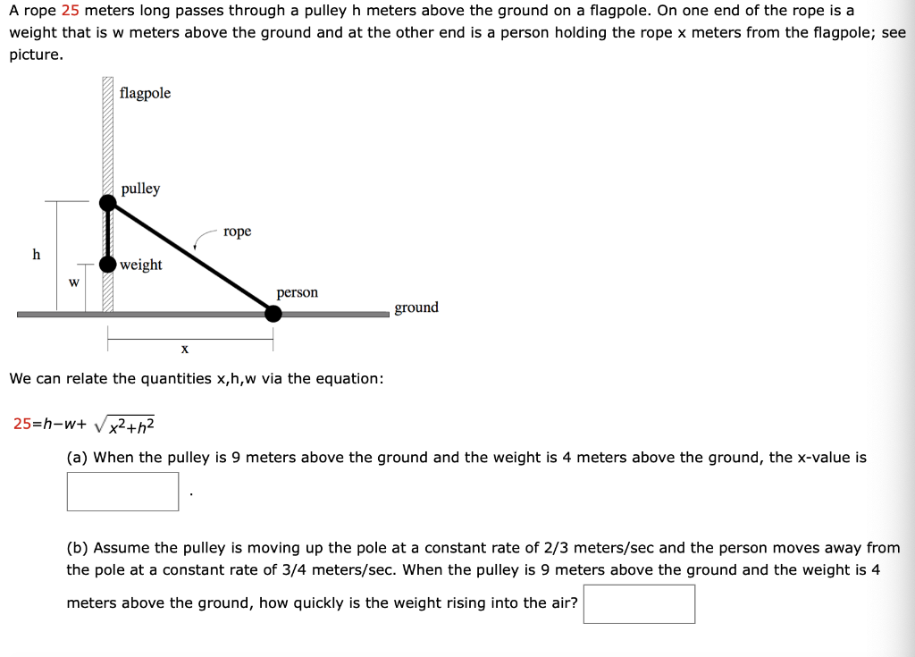 Solved A rope 25 meters long passes through a pulley h | Chegg.com