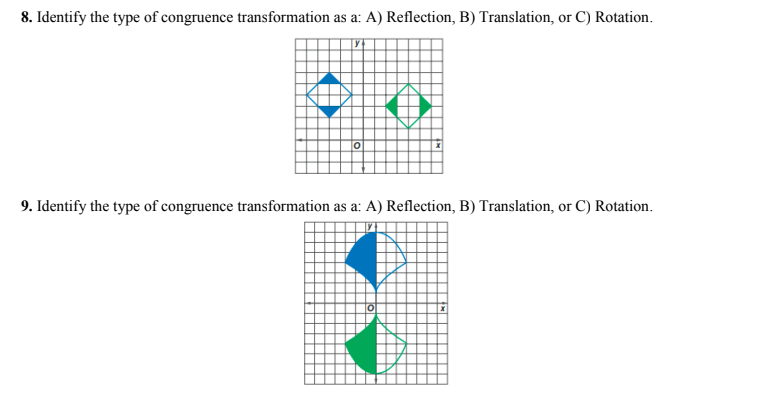 Solved 8. Identify the type of congruence transformation as | Chegg.com
