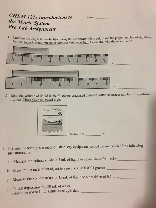 Solved CHEM 121: Introduction toName the Metric System | Chegg.com