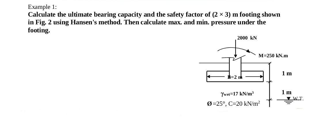 Solved Example 1: Calculate the ultimate bearing capacity | Chegg.com