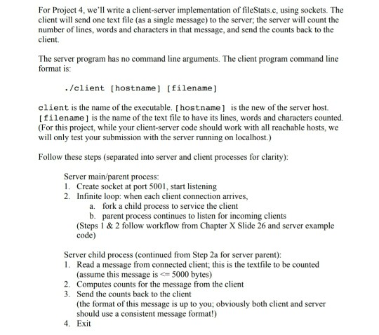 Solved For Project 4, we'll write a client-server | Chegg.com