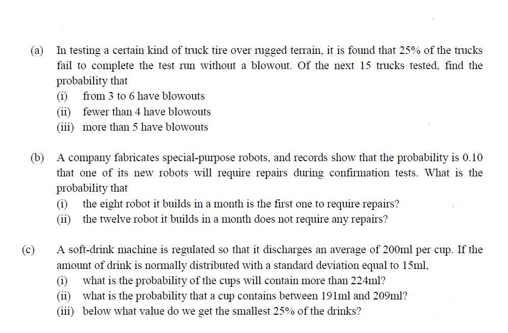 Solved (a) In testing a certain kind of truck tire over | Chegg.com