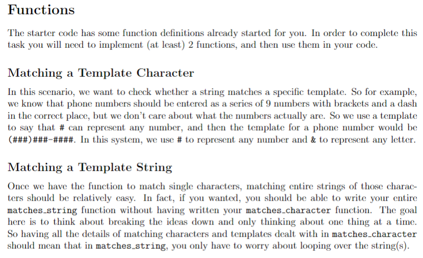 Solved Functions The starter code has some function | Chegg.com