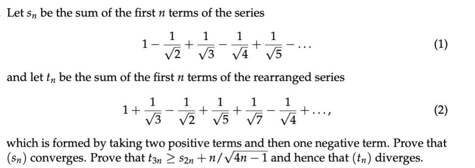Solved Let sn be the sum of the first n terms of the series | Chegg.com