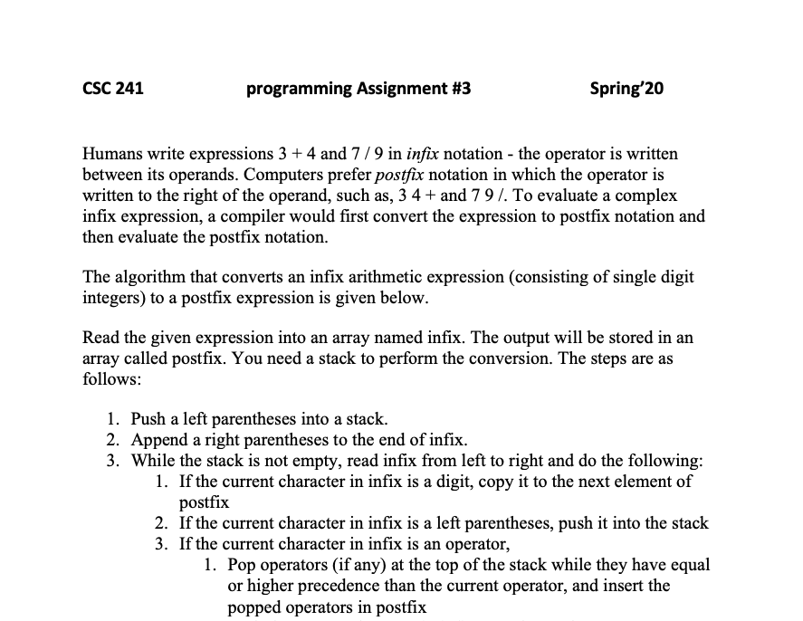 CSC 241 programming Assignment #3 Spring 20 Humans | Chegg.com