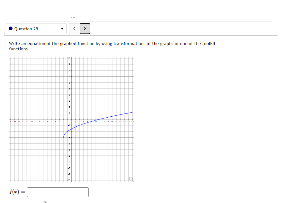Solved Question 29Write an equation of the graphed function | Chegg.com