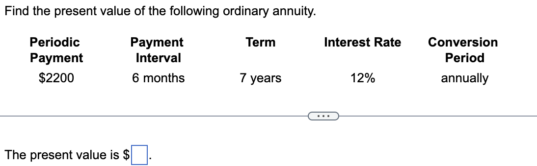 Solved Find the present value of the following ordinary | Chegg.com